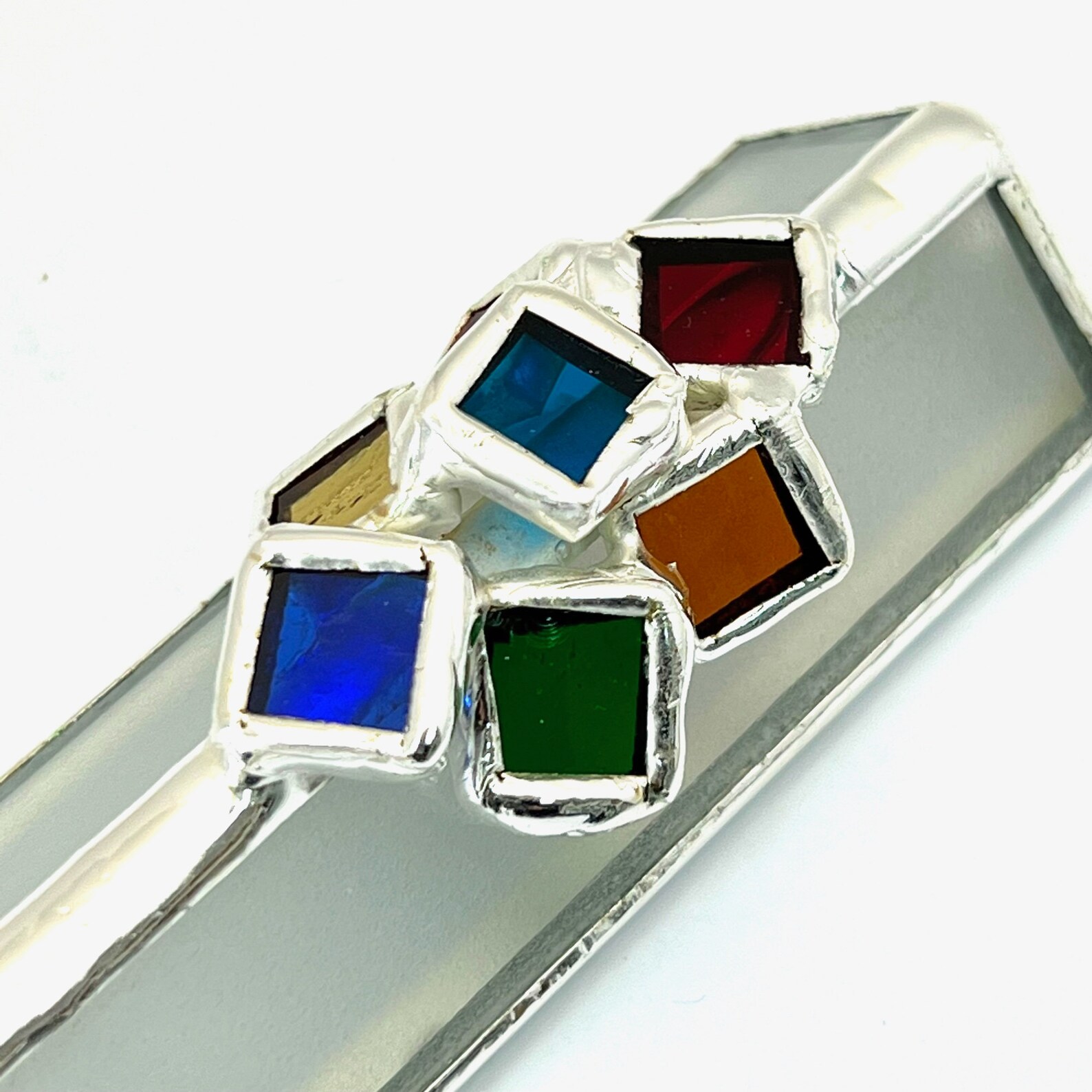Colorful Stained Glass Silver Mezuzah 2001 S - Etsy