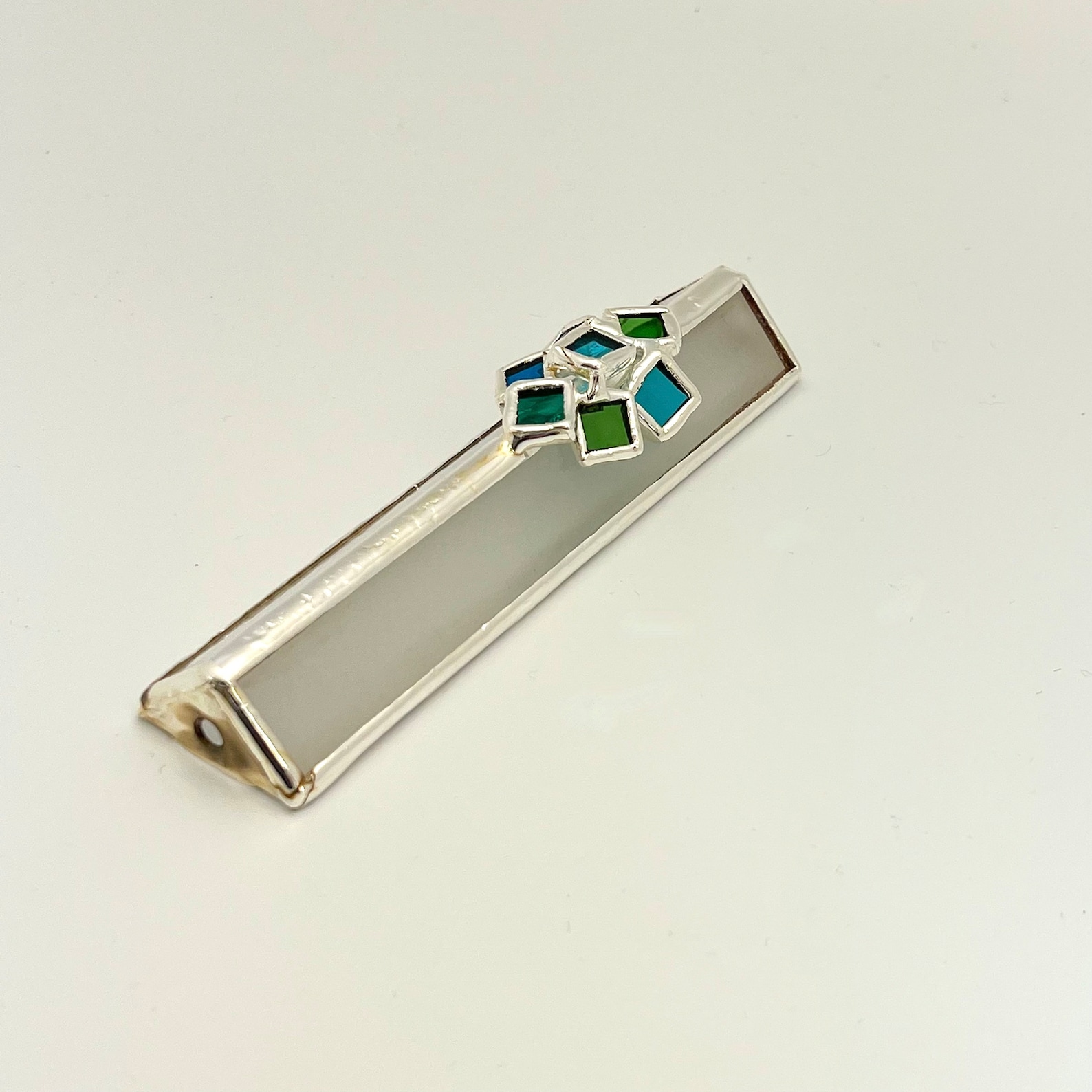 Colorful Stained Glass Silver Mezuzah 2004 S - Etsy