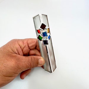 Colorful Stained Glass Silver Mezuzah 2001 S - Etsy
