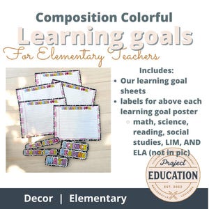 Learning Goals Posters, Classroom Decor, Composition Colorful, Teacher ...