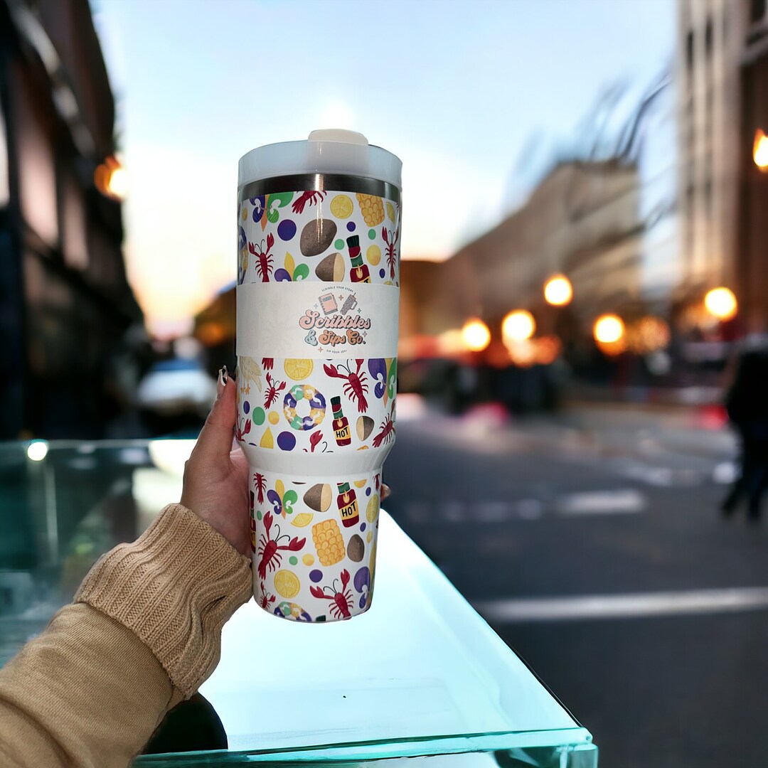 Louisiana Boil 40oz Tumbler, With Handle and Straw, Mardi Gras ...