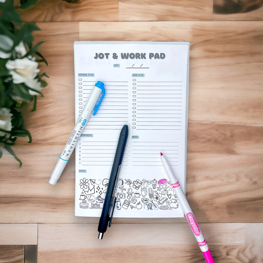 Jot & Work Pad Notepad 8.5x11in OR 5.5x8.5in Notepad to Do Lists ...