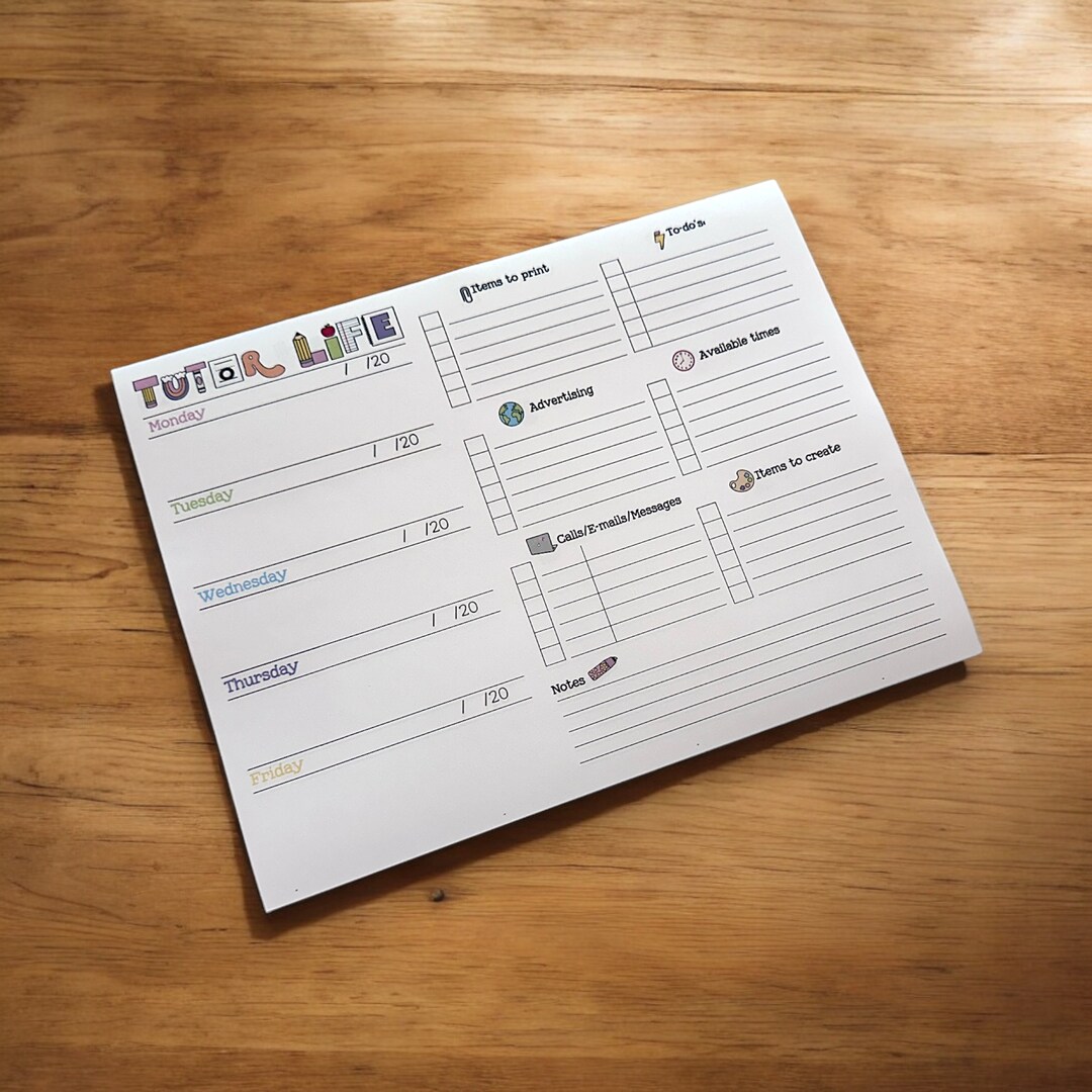 Tutor Life Notepad -8.5x11in Notepad Brain Dump Notepad- Notepad for ...