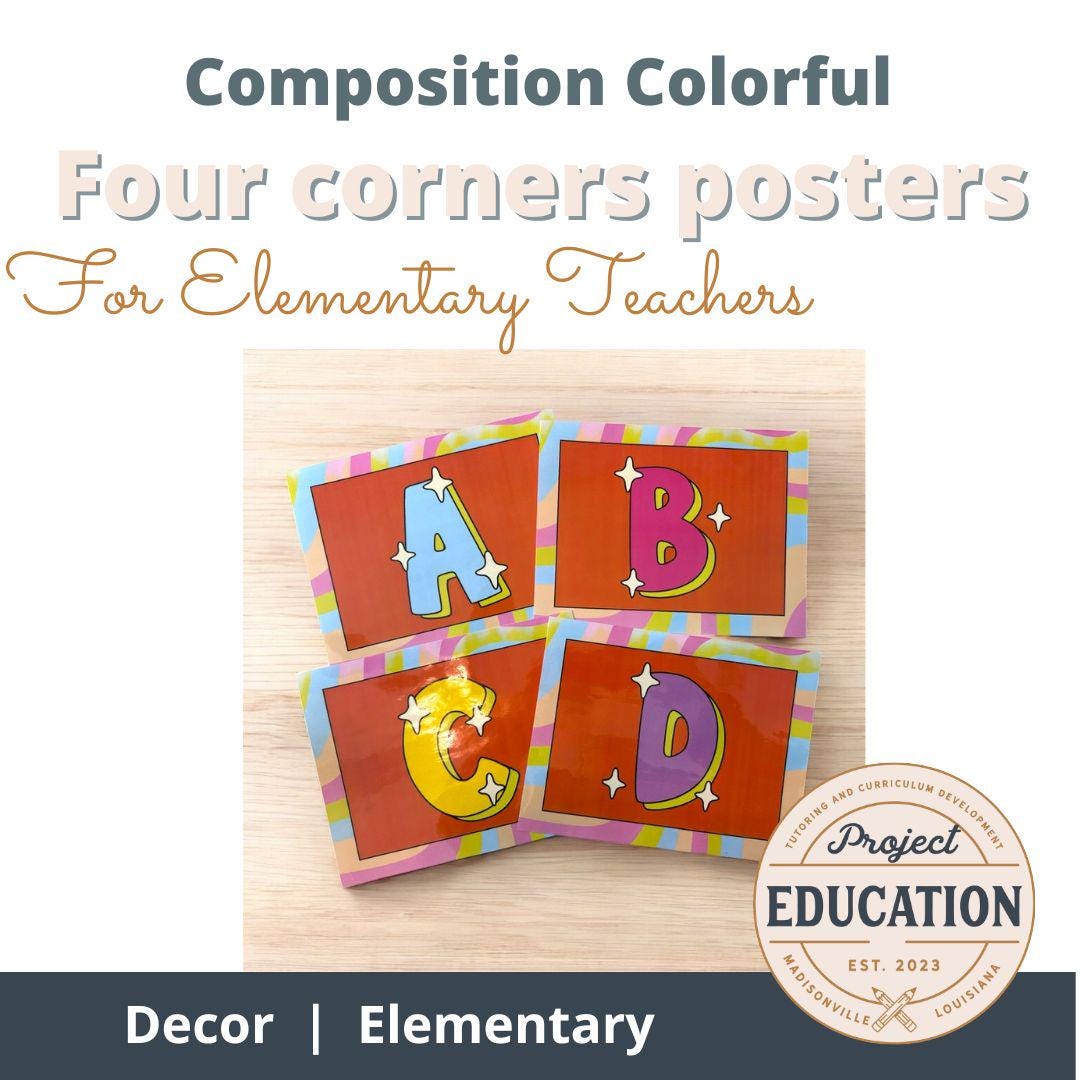 Four Corners Posters, Classroom Decor, Composition Colorful, Teacher ...