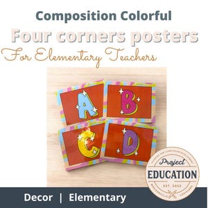 Four Corners Posters, Classroom Decor, Composition Colorful, Teacher ...