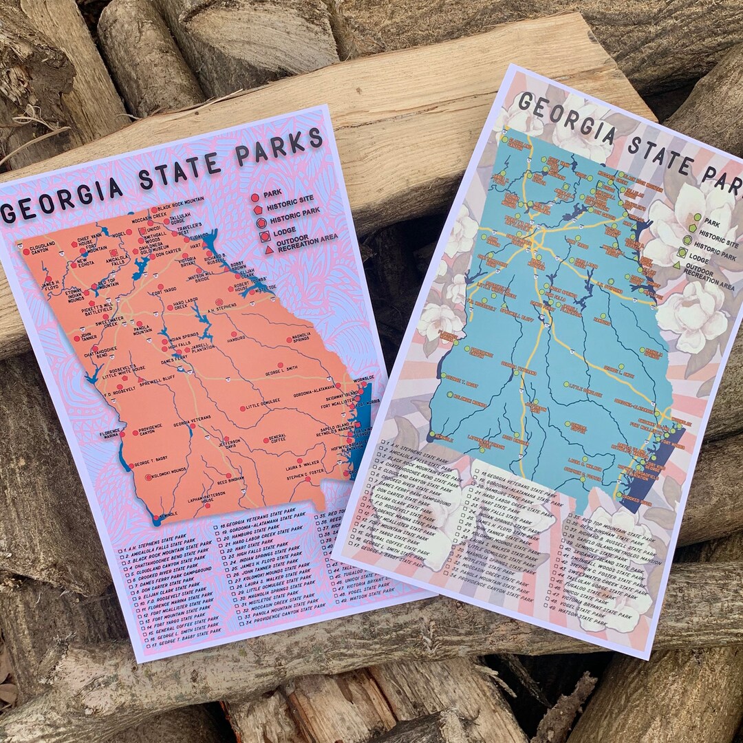 Georgia State Parks Map - Print - Trendy Wall Art - State Park Map ...
