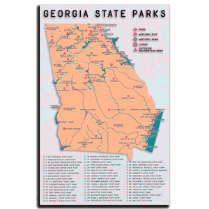 Georgia State Parks Map - Print - Trendy Wall Art - State Park Map ...