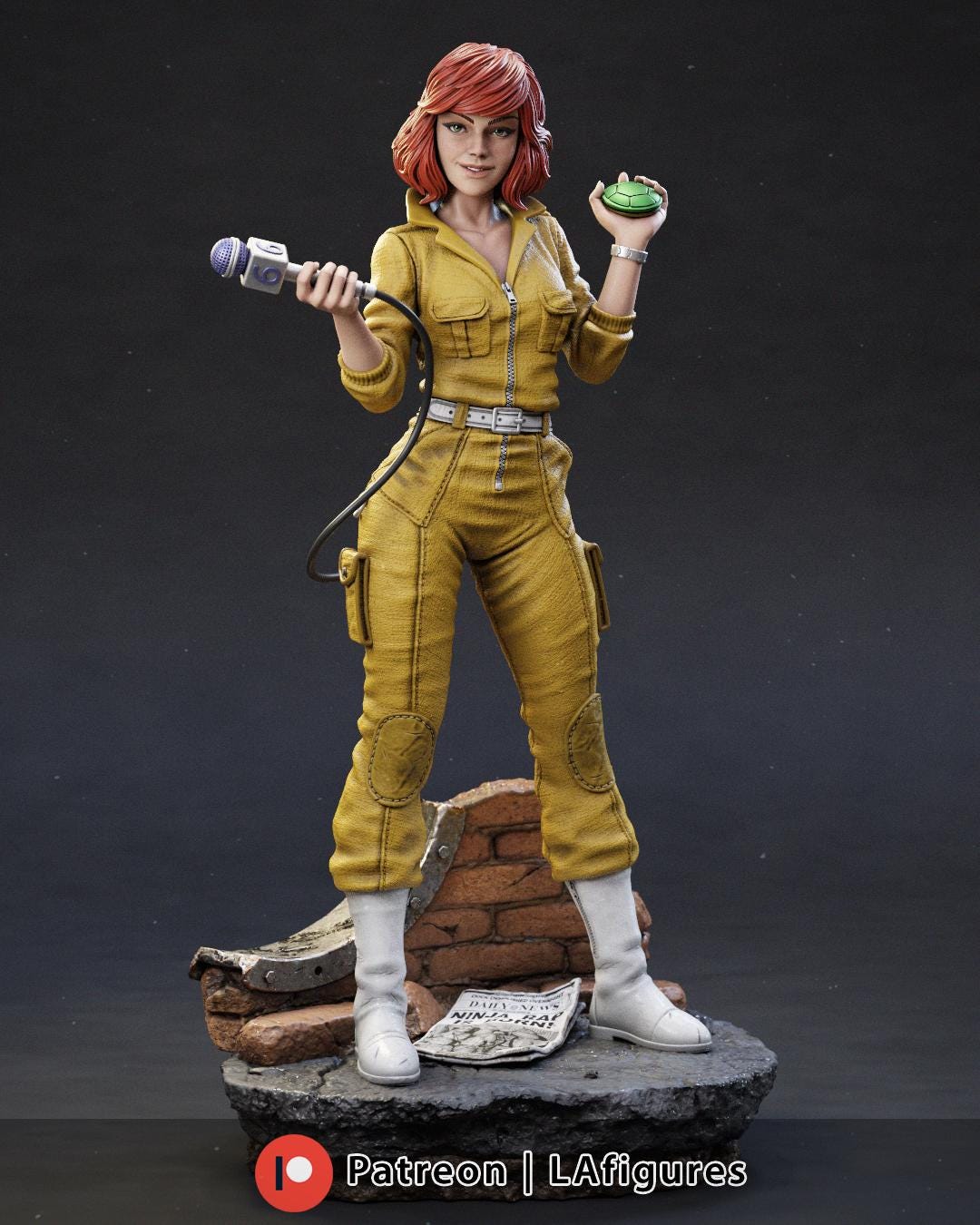 TMNT April O'neil 6” Tall 3D Printed Miniature - Tabletop RPG - Etsy
