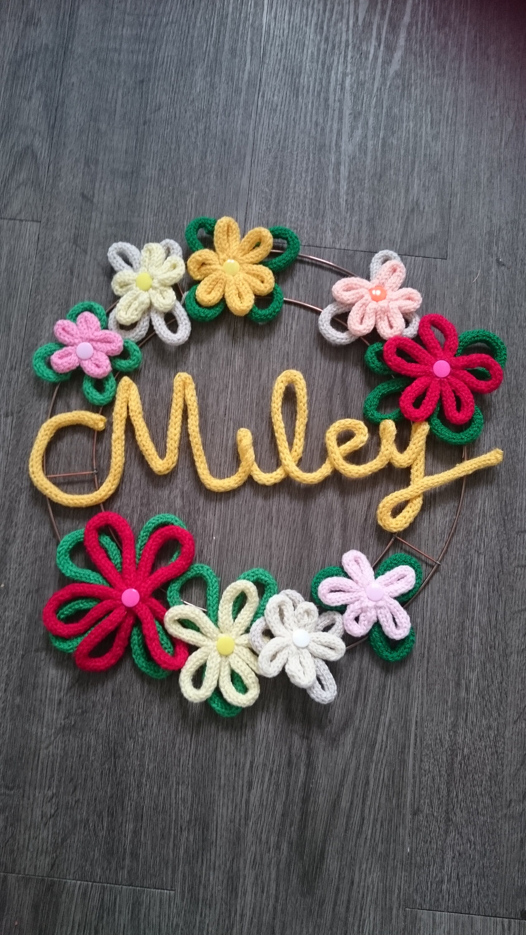 Personalised Wire Word Wreath Flower Leaf Name icord Bright | Etsy