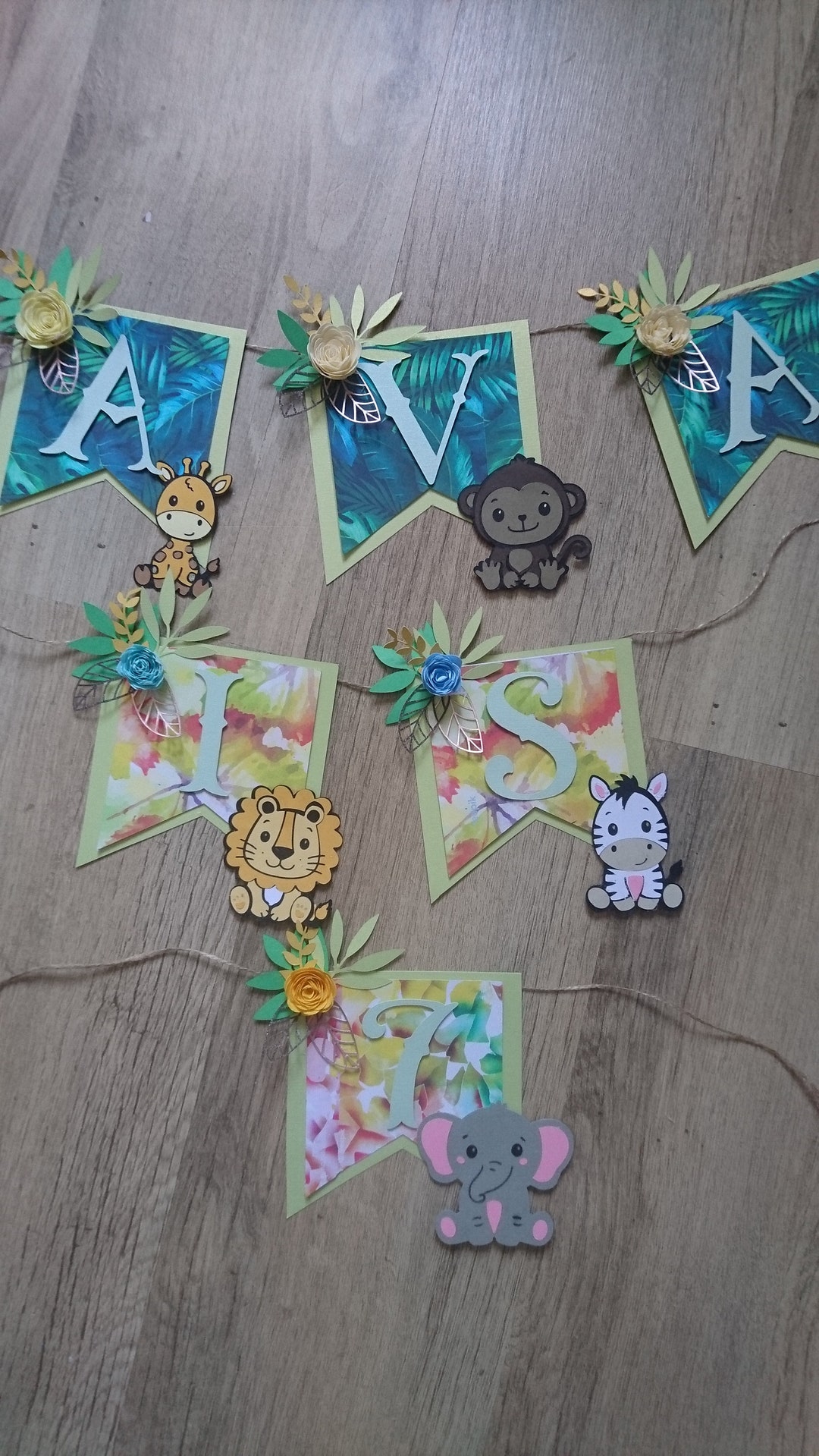 Animal, Theme, Birthday, Banner, Bunting, Personalised, Jungle, Lion ...