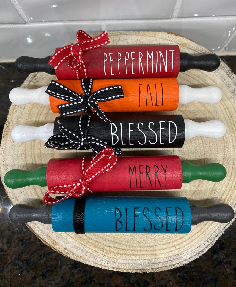 Mini Wooden Rolling Pin | Farmhouse Decor | Rae Dunn Inspired | Tiered ...