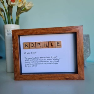 Personalized Name Meaning Frame, Scrabble Tile Baby Gift, Christening ...