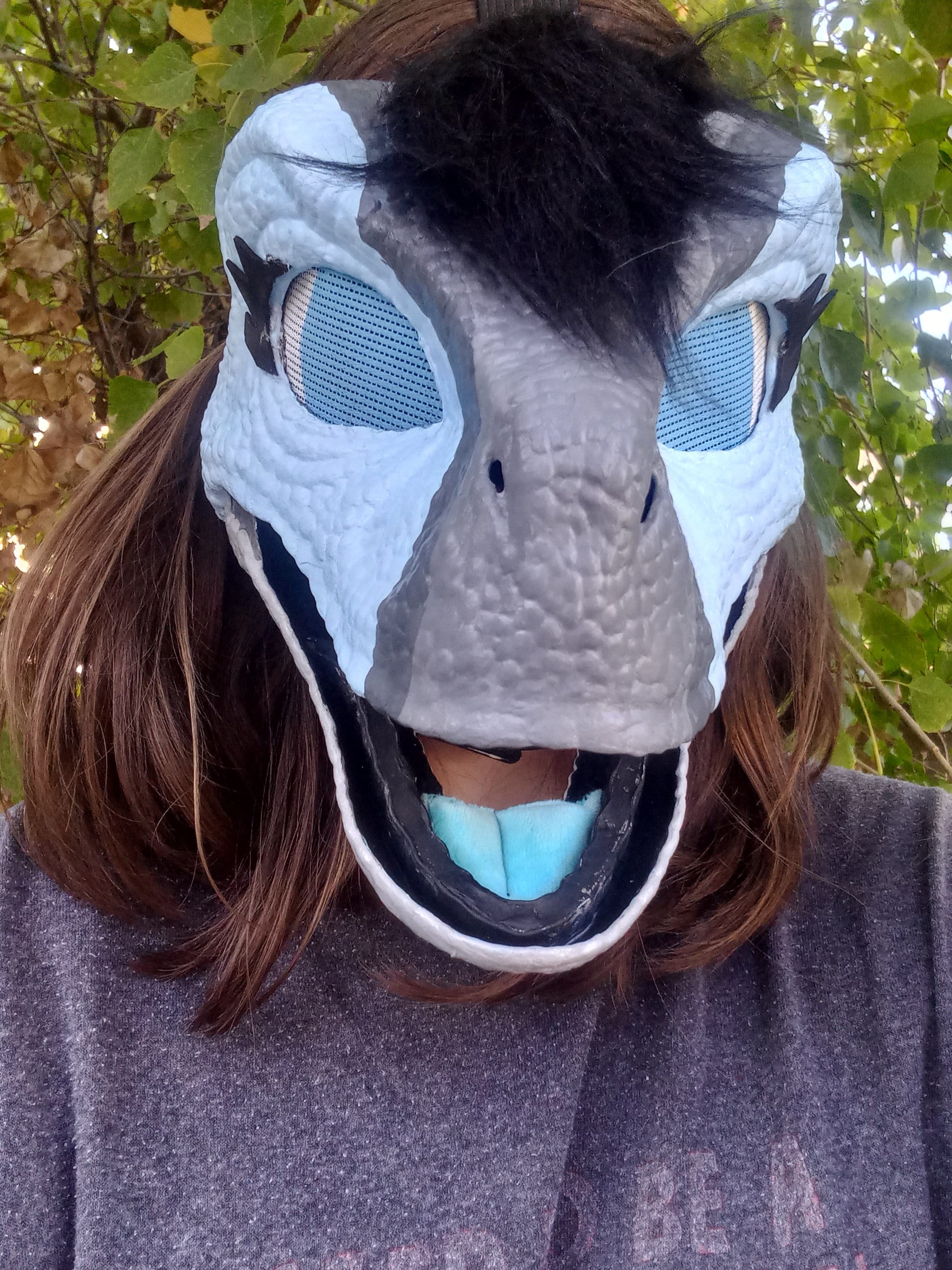 Blue and Grey Raptor Dino Mask - Etsy