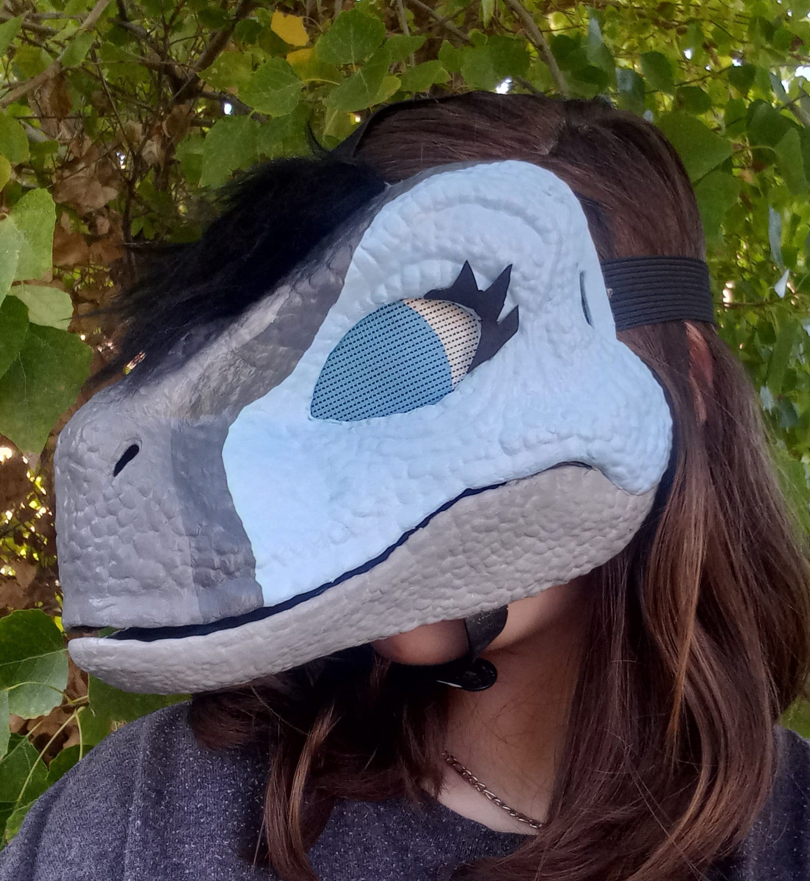 Blue and Grey Raptor Dino Mask - Etsy
