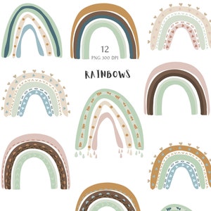 Bohemian Rainbows Clipart Set. Boho Baby Neutral Rainbow PNG - Baby ...