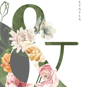 Green Floral Alphabet Numbers Clipart. Spring Summer Boho Arrangement ...