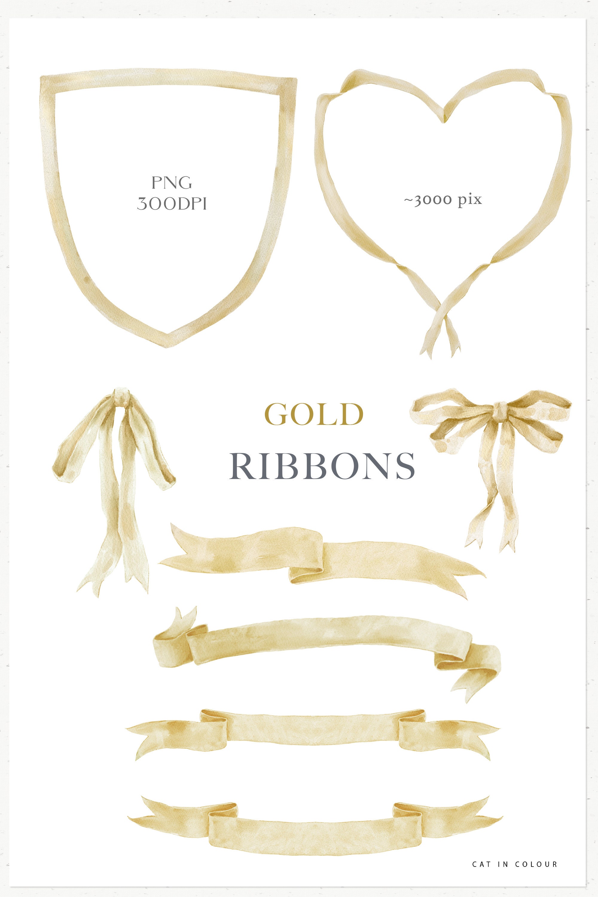 Watercolor Ribbon Banner Clipart Set. Wedding Crest Creator, Baby ...