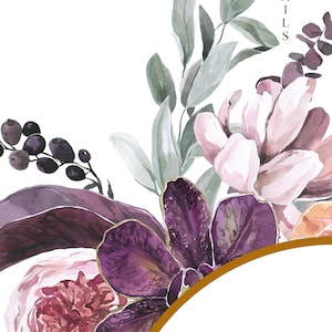 Boho Circle Floral Frame Set. Watercolor Bohemian Wedding Wreath ...