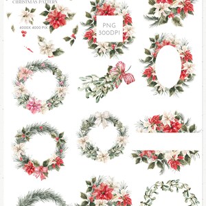 Classic Christmas Clipart Set: Winter Festive Wreath Decor Graphics ...