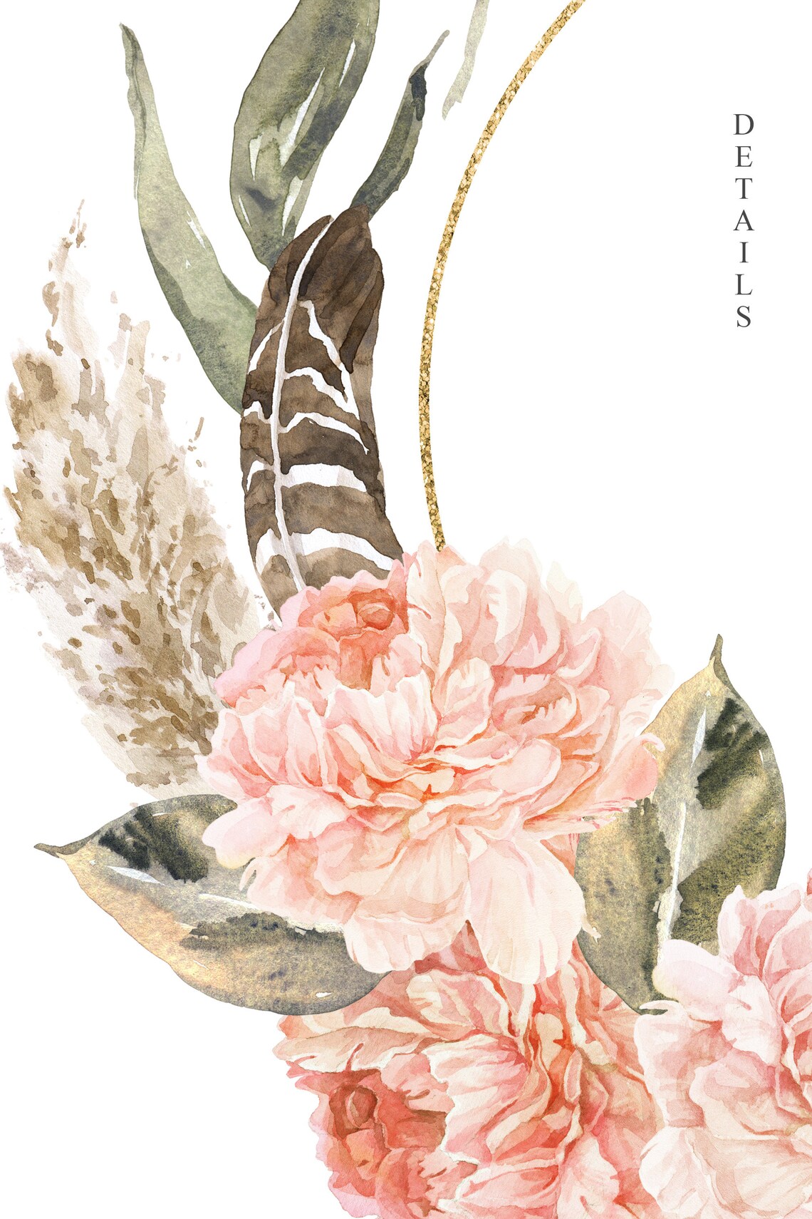 Watercolor Bohemian Round Gold Floral Frames Clipart. Boho - Etsy