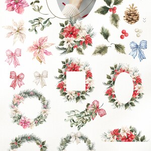 Classic Christmas Clipart Set: Winter Festive Wreath Decor Graphics ...