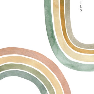 Boho Rainbow Clipart Set. Bohemian Neutral Pastel Watercolor PNG - Baby ...