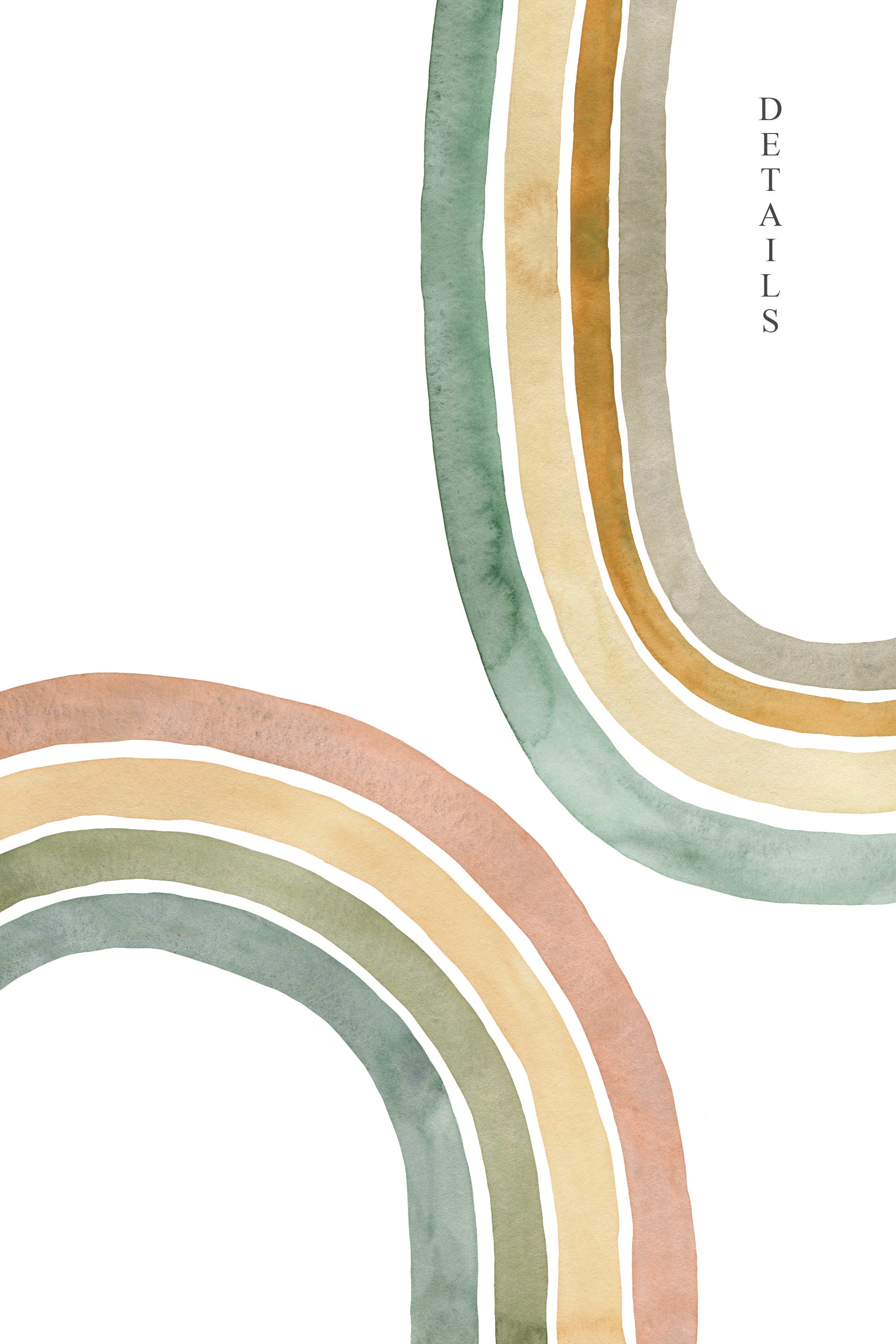 Boho Rainbow Clipart Set. Bohemian Neutral Pastel Watercolor PNG - Baby ...