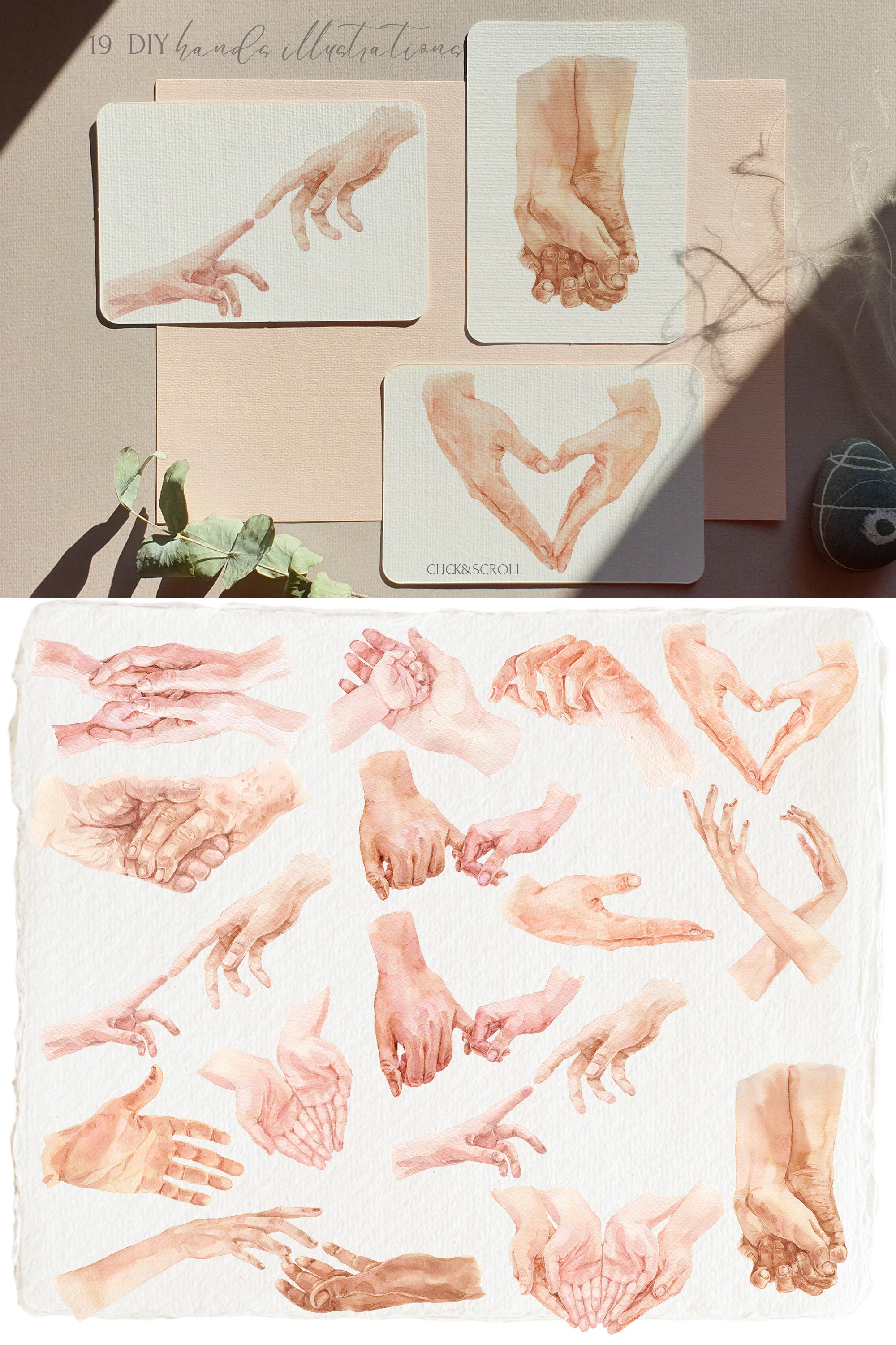 Watercolor People's Hands Clipart: Man, Woman, Baby, Kid, Family ...