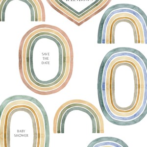 Boho Rainbow Clipart Set. Bohemian Neutral Pastel Watercolor PNG - Baby ...