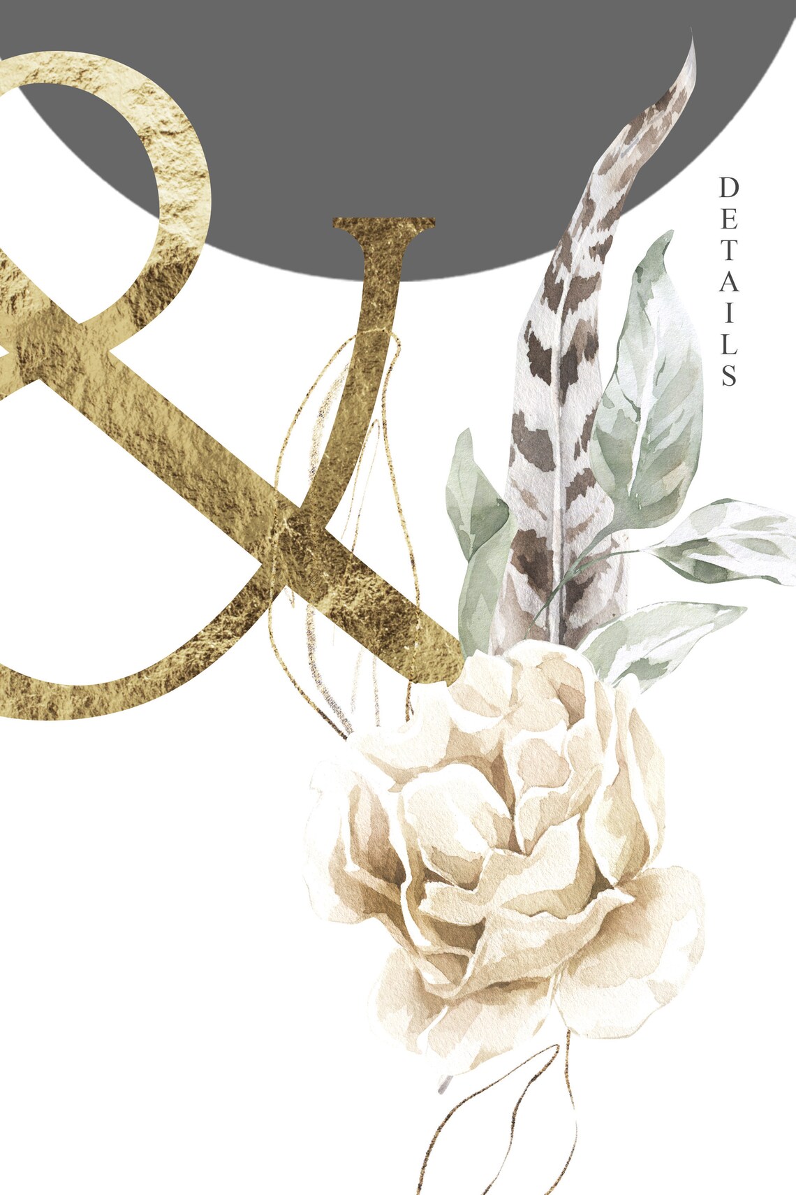 Gold Foil Alphabet Clipart. Boho Floral Arrangement Monogram | Etsy