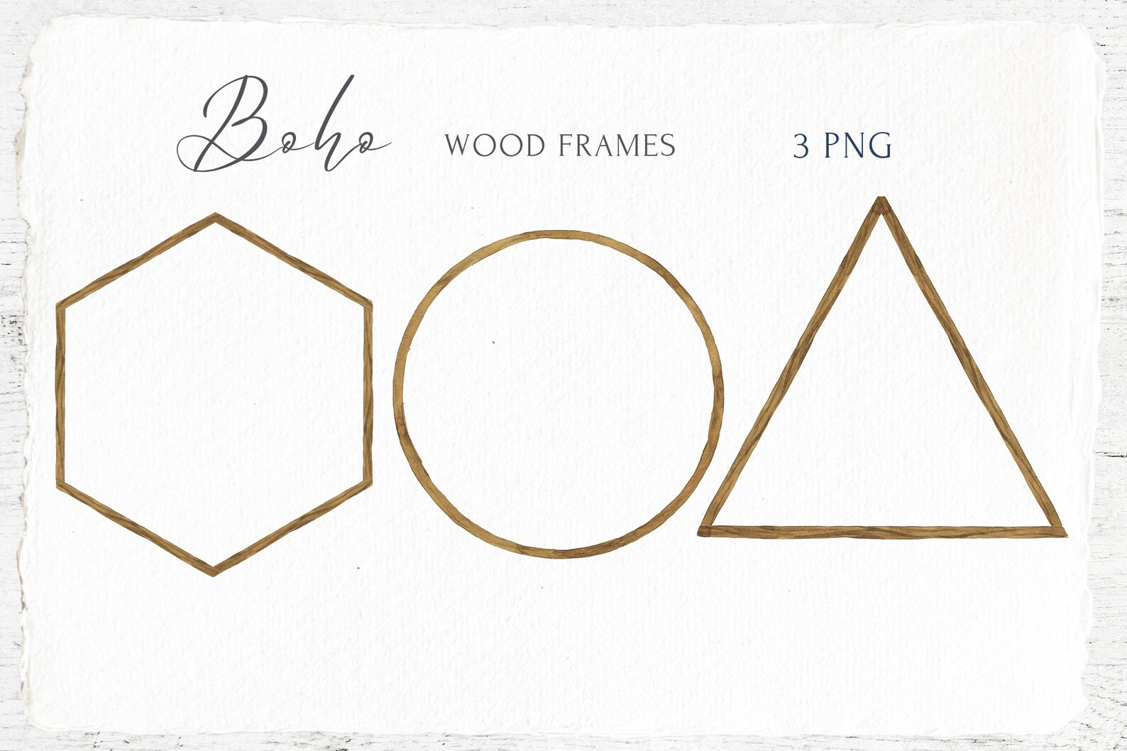 Boho Wedding Watercolor Set Clipart Tropical Ceremony Decor, Wood ...