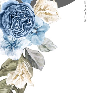 Blue White Floral Boho Tropical Wreath Arrangement Clipart Set ...