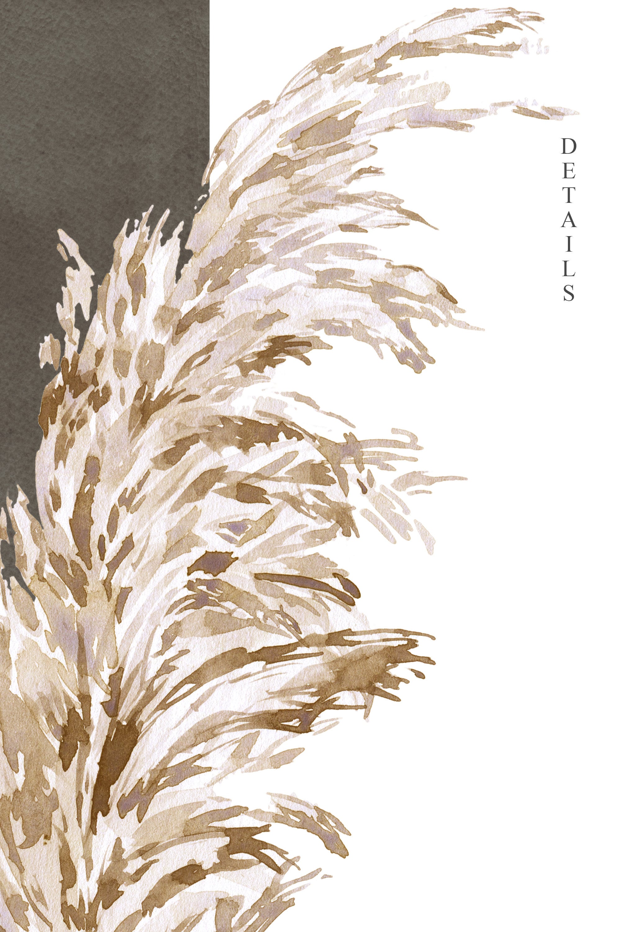 Pampas Grass clipart set. Boho Watercolor Bohemian Wedding | Etsy