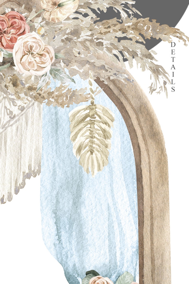 Boho Wedding Arch Clipart. Watercolor Rustic Ceremony Frame - Etsy