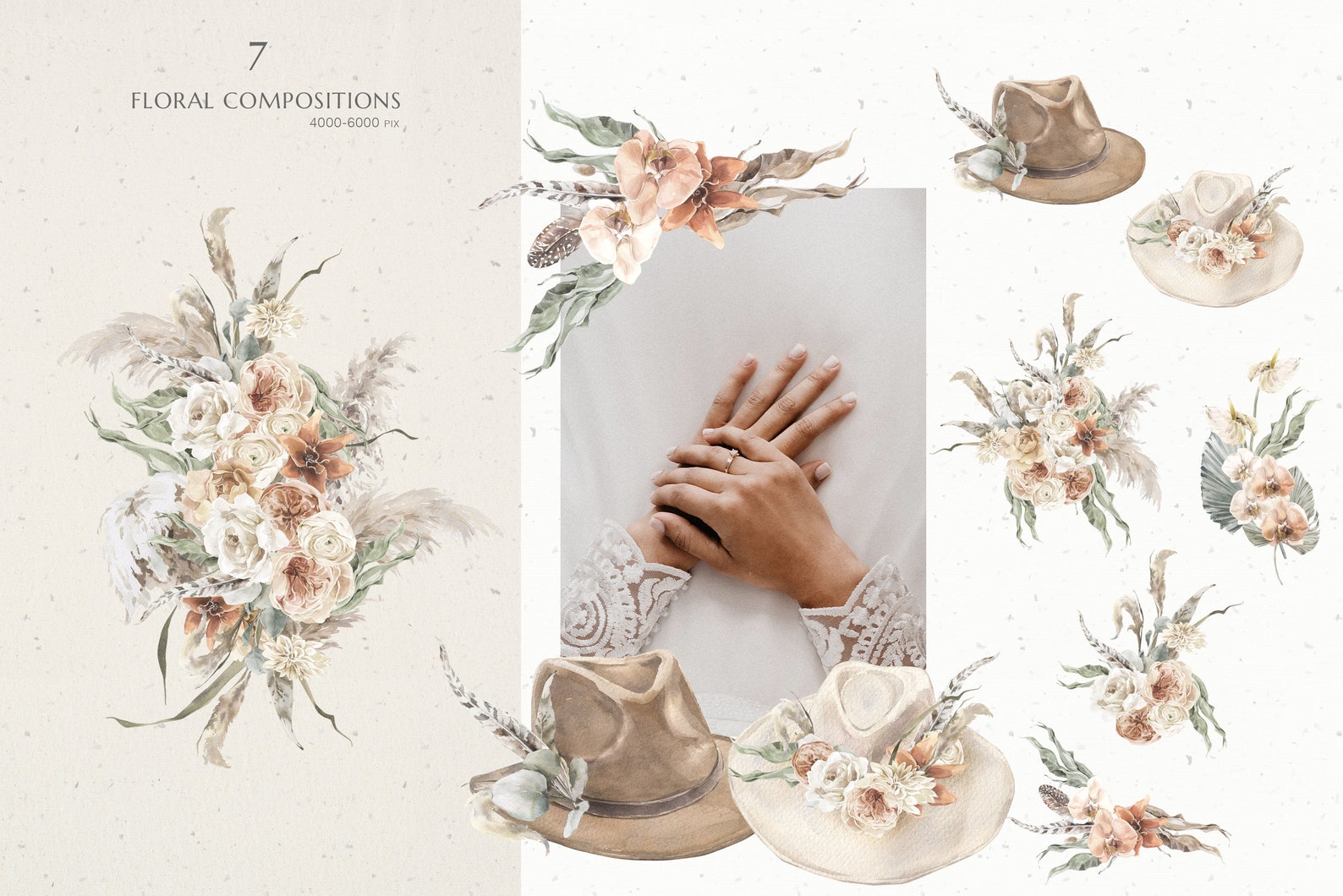 Autumn Floral Clipart Set. Boho Watercolor Pumpkin Pampas - Etsy