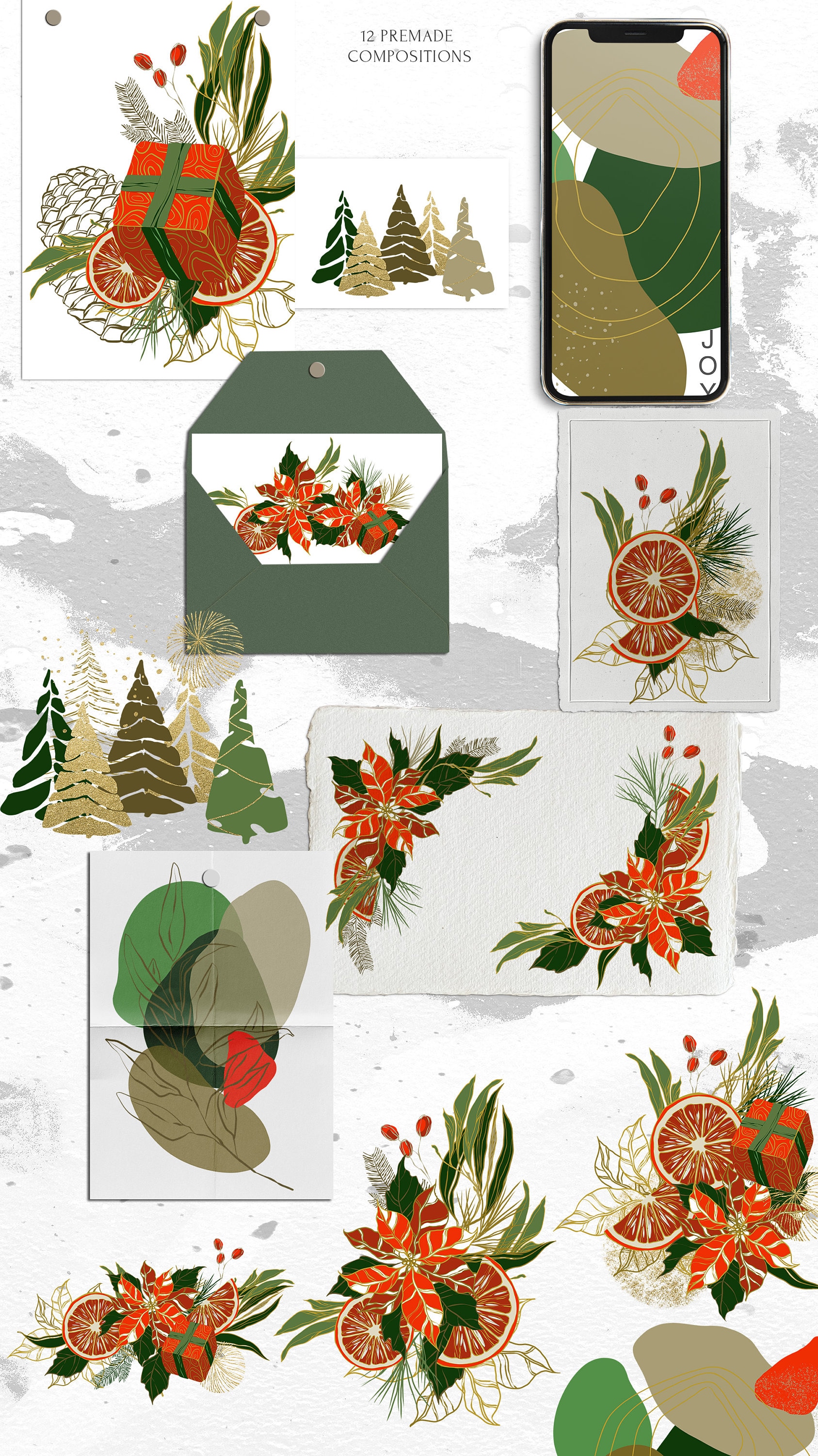Modern Christmas Clipart Set: Winter Frames Wreaths Borders - Etsy