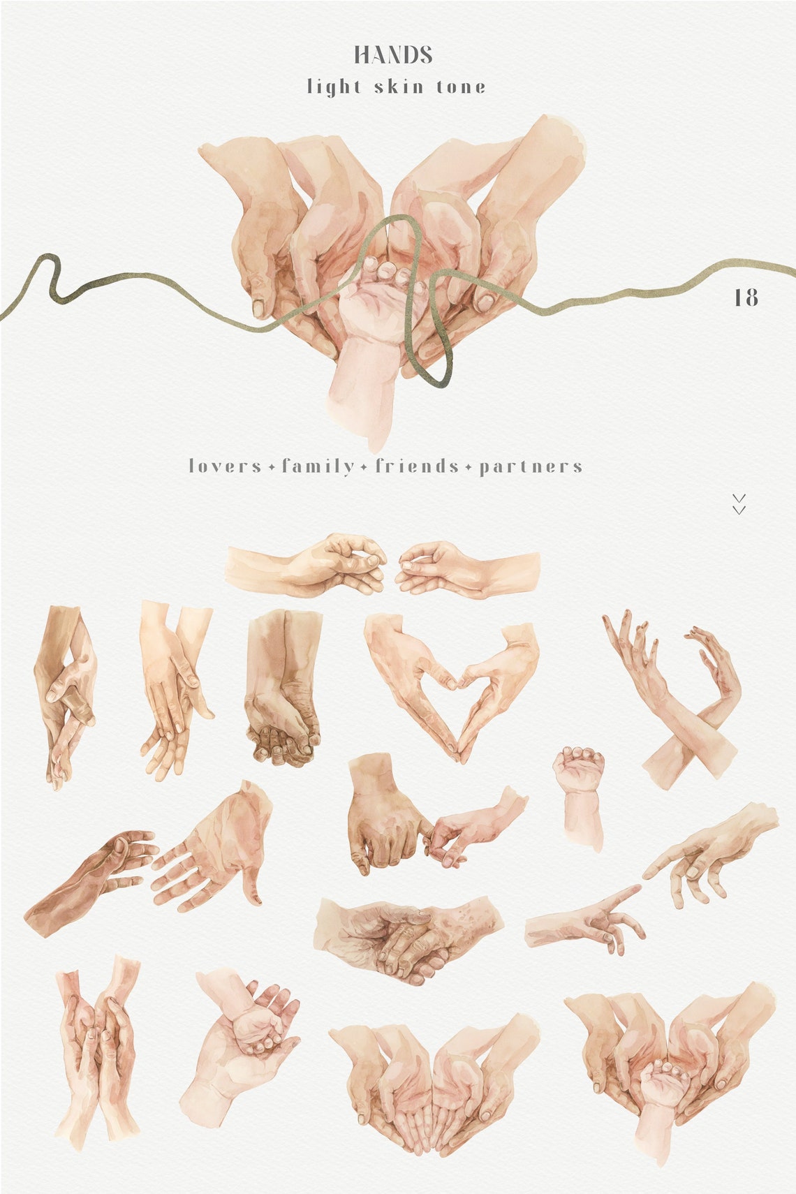 Watercolor Family Hands Clipart: Man Woman Baby Kid - Etsy