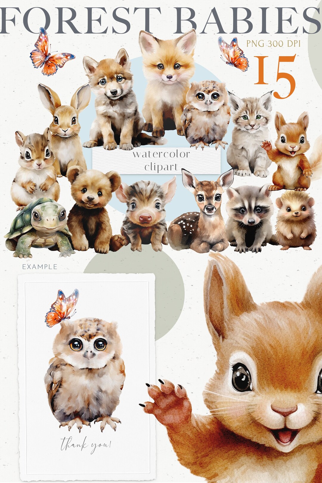 Woodland Animals Watercolor Clipart Set. Baby Shower Boho Forest Friend ...