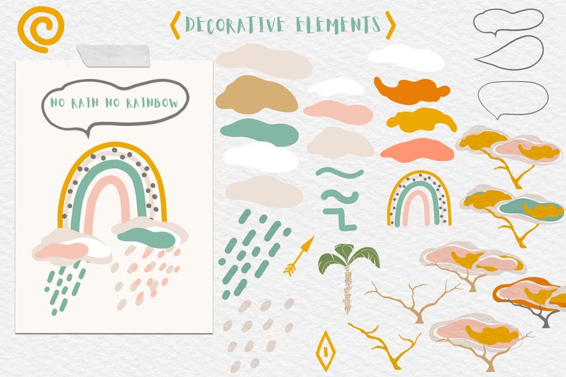 Boho Rainbow Baby Animals Clipart Set. Vector African | Etsy
