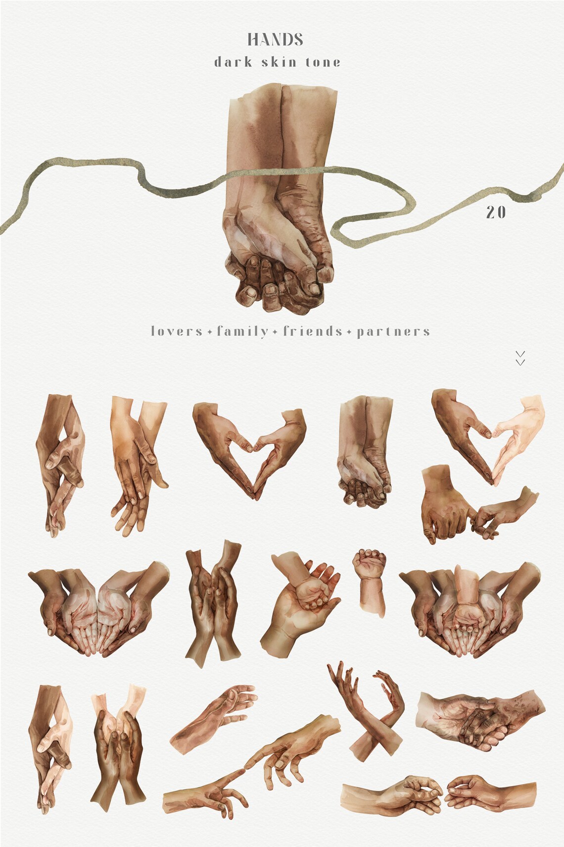 Watercolor Love Family Hands Clipart Set: Man, Woman, Baby, Kid, Father ...