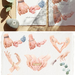Watercolor People's Hands Clipart: Man, Woman, Baby, Kid, Family ...