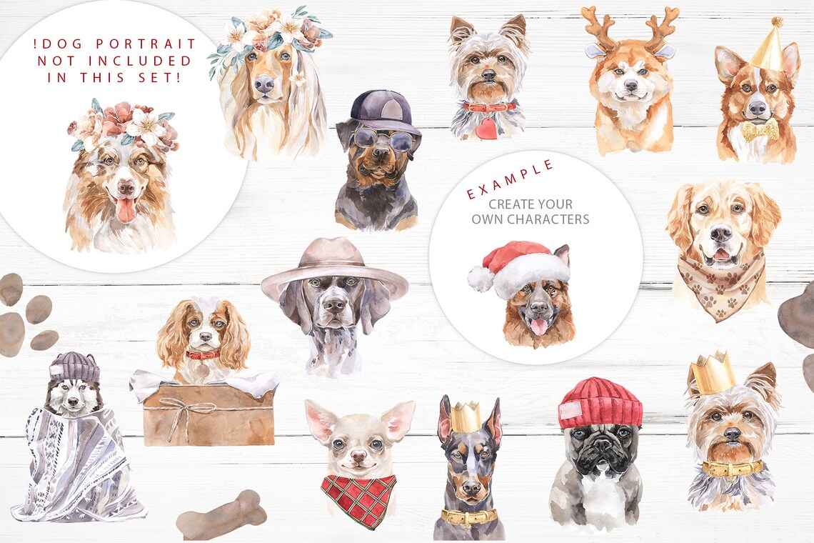 Dog Character Creator clipart Mom Dad Christmas gift instant | Etsy
