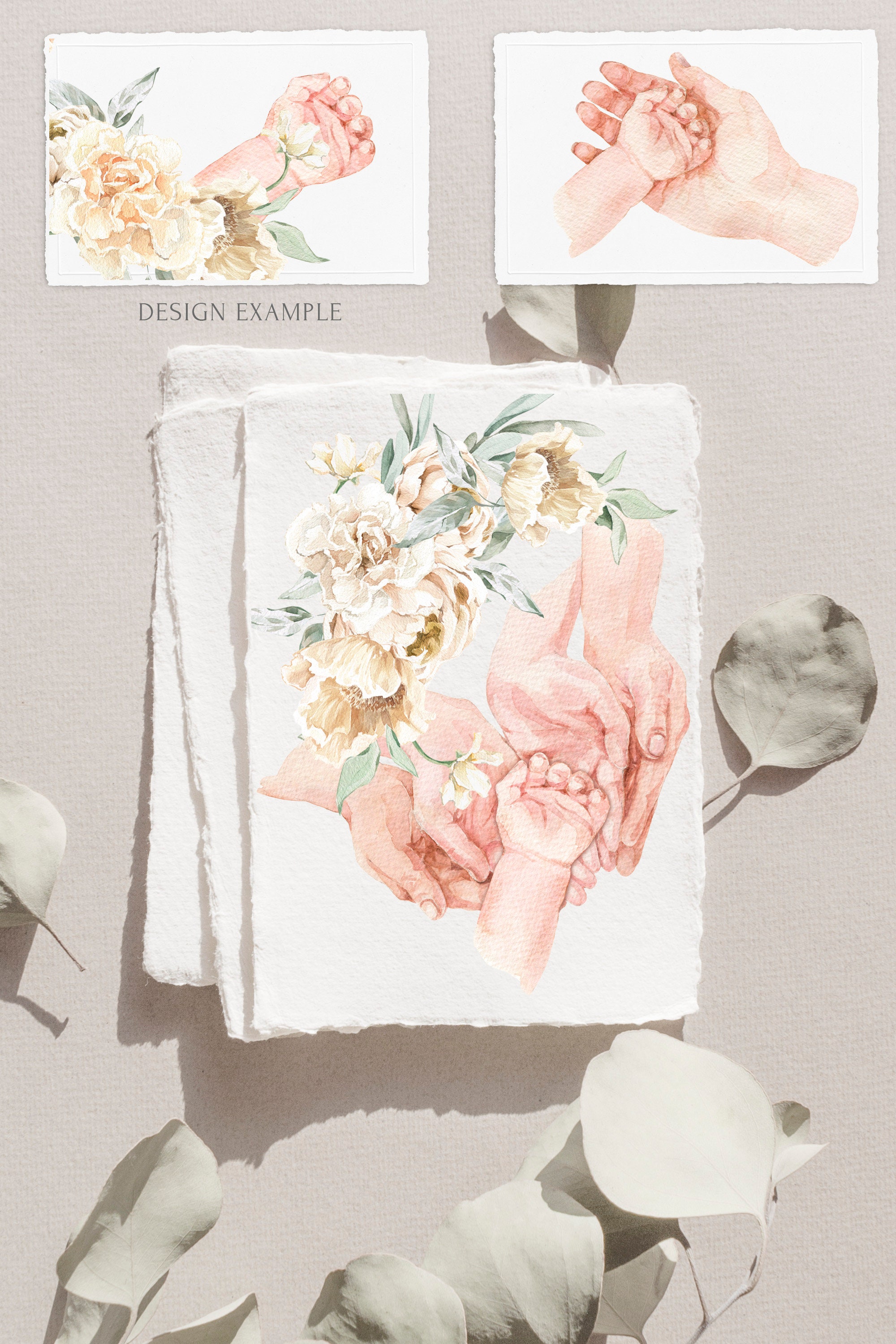 Watercolor Family Hands Clipart: Baby and Mom Father. Love - Etsy