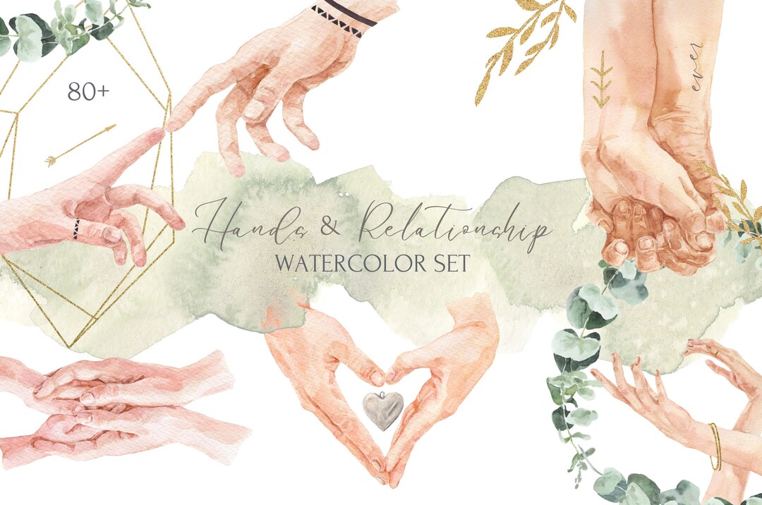 Watercolor People's Hands Clipart: Man, Woman, Baby, Kid, Family ...