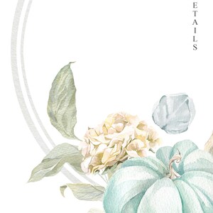 Boho Circle White Floral Pastel Pumpkin Frames Set. Watercolor Bohemian ...