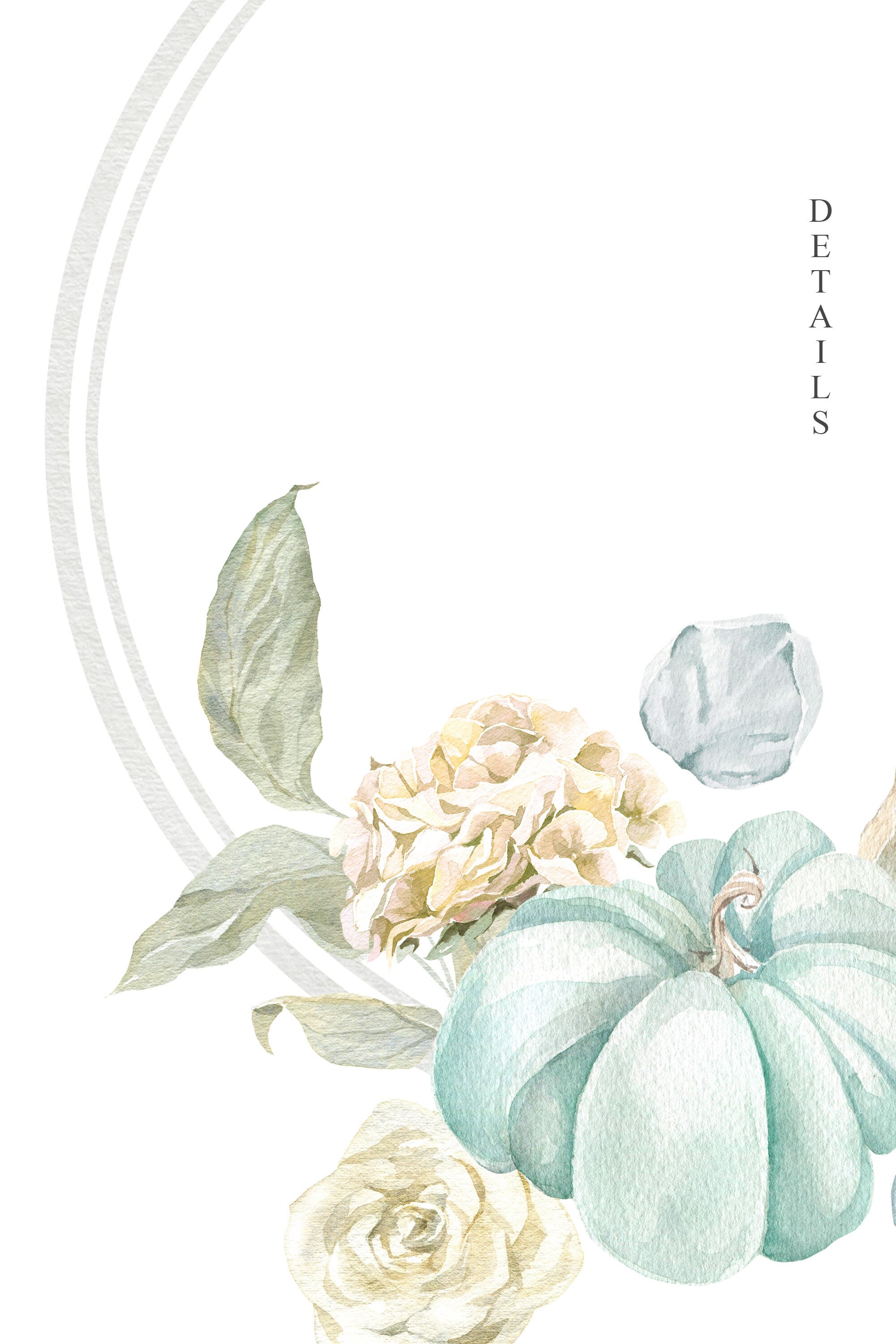 Boho Circle white Floral pastel Pumpkin Frames Set. Watercolor | Etsy