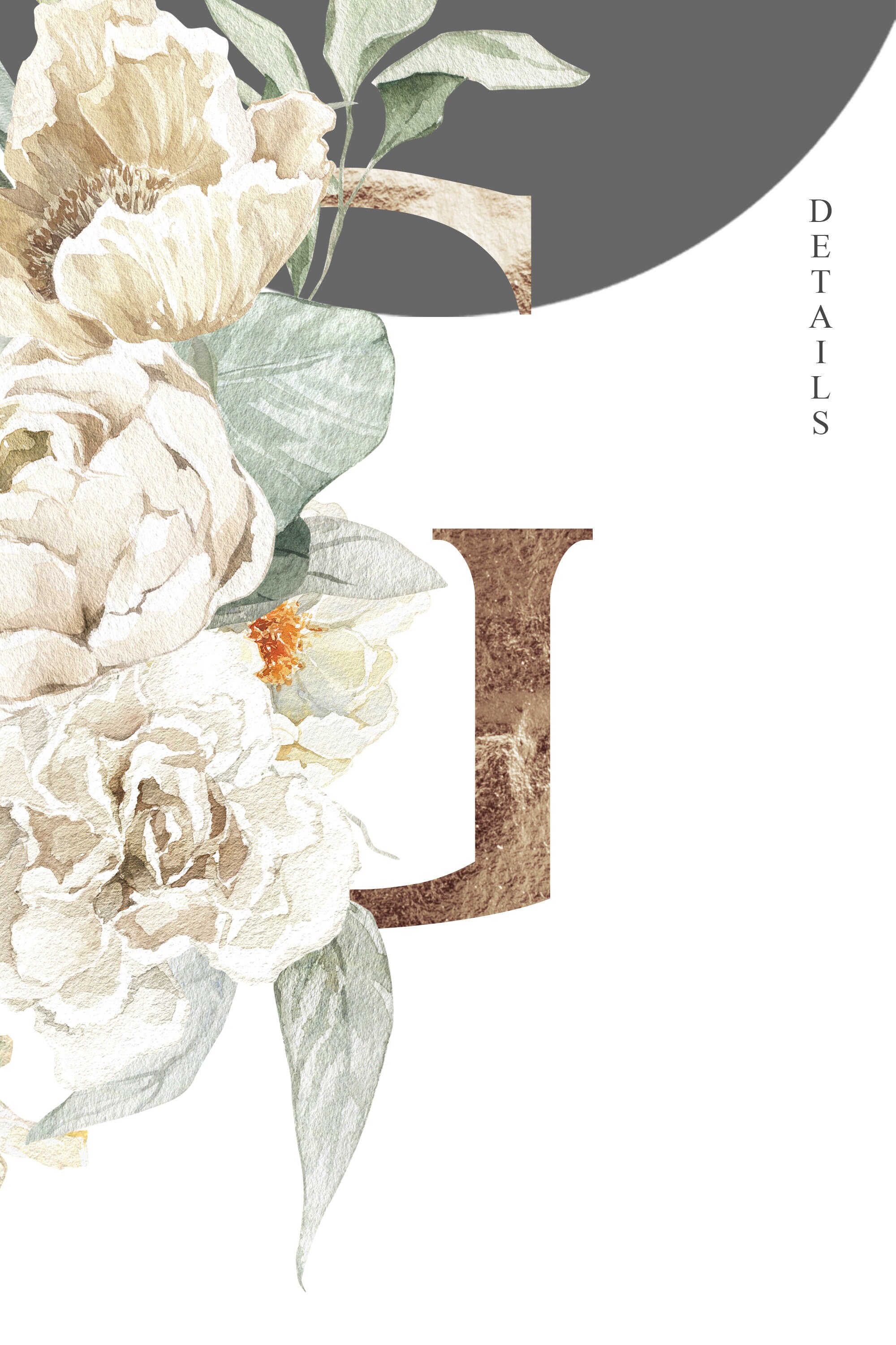 Gold Foil Alphabet Clipart. White Boho Floral Arrangement - Etsy