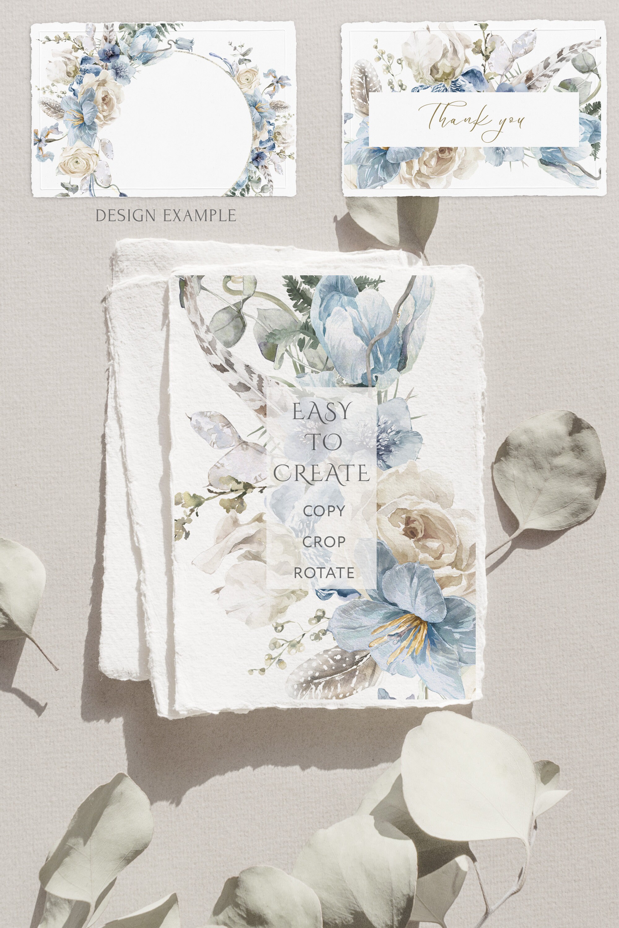 Boho Blue White Floral Wreath Gold Frame clipart. Watercolor | Etsy