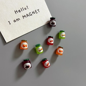 Cute Mini Fruit Jam Fridge Magnet Set Realistic Miniature Food ...
