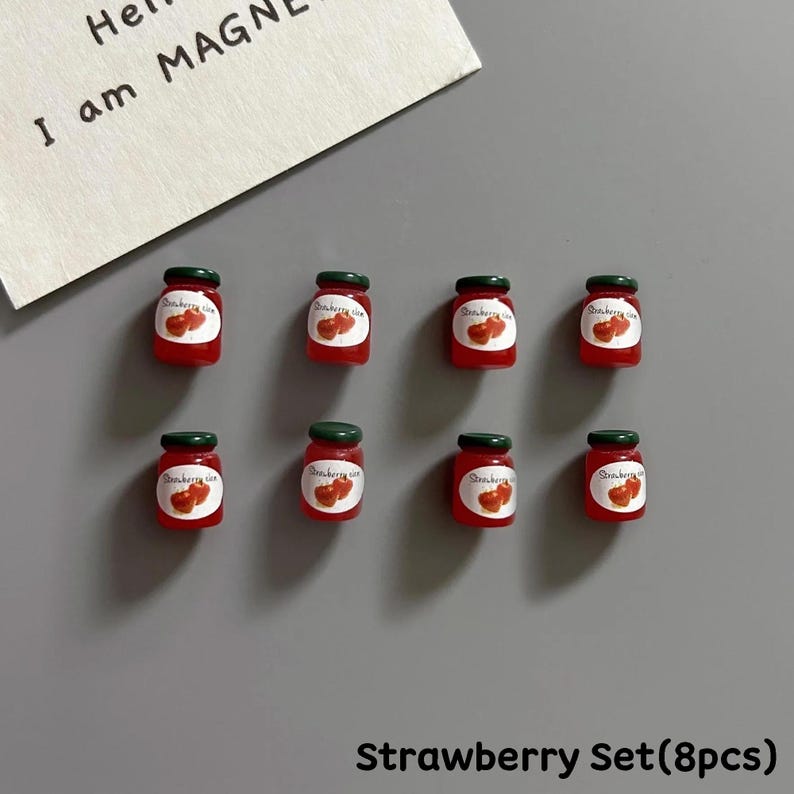 Cute Mini Fruit Jam Fridge Magnet Set Realistic Miniature Food ...